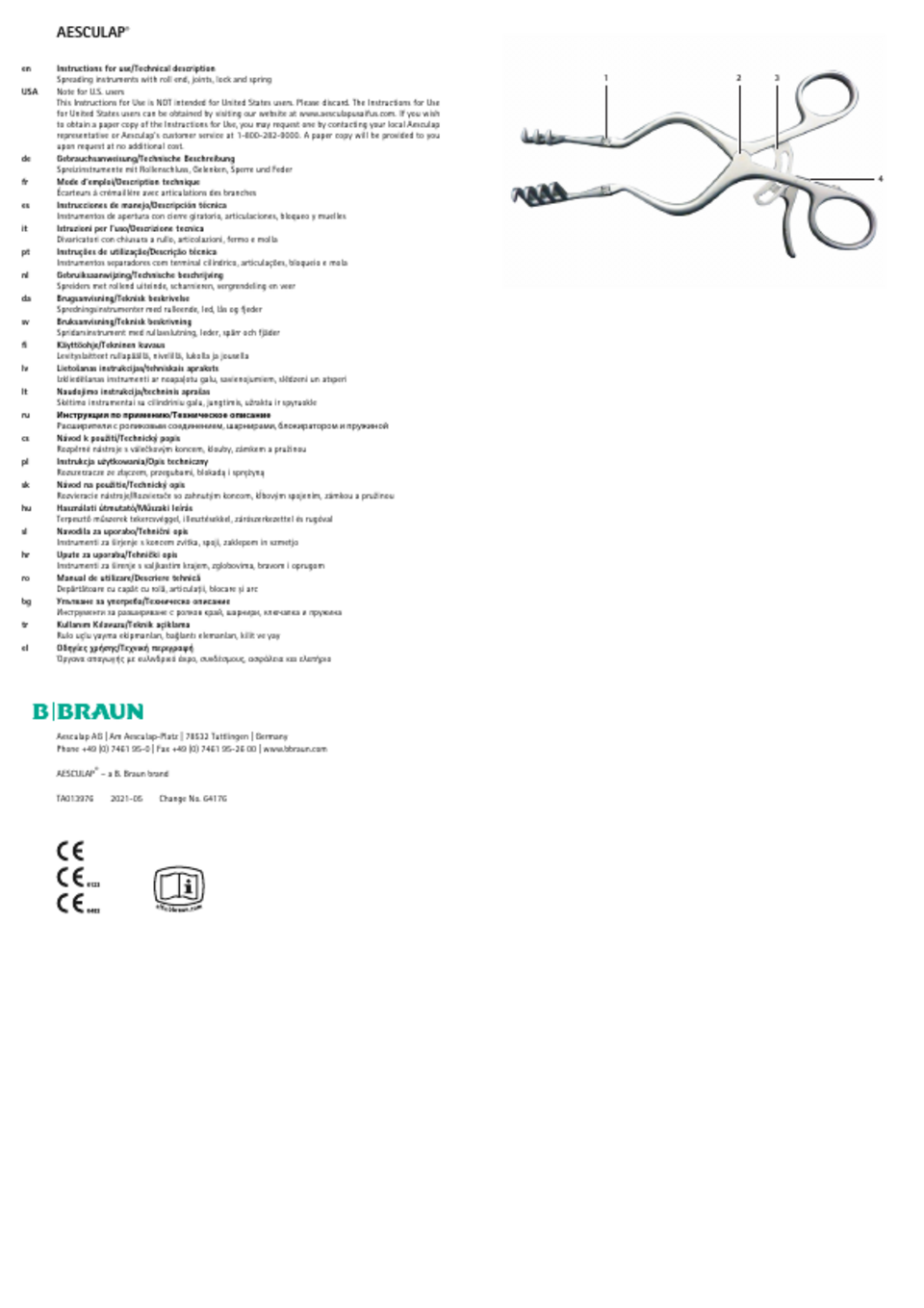 Spreading instruments with roll end, joints, lock and spring ...