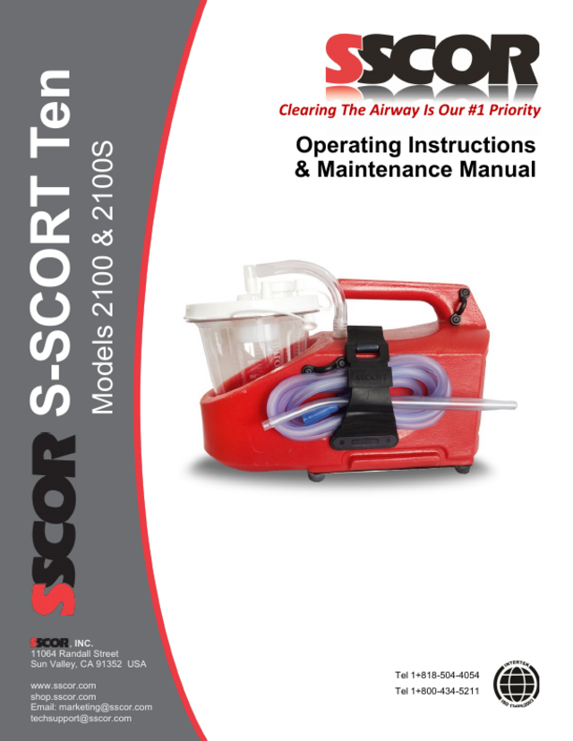 SSCOR S-SCORT Ten Model 2100 and 2100S Series Operating Instructions ...