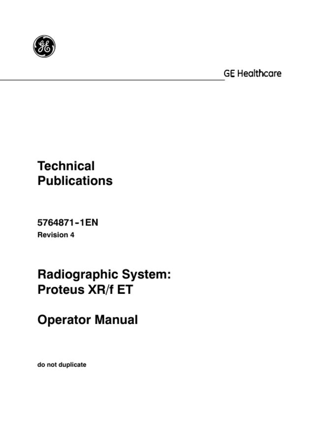 Proteus XR - f ET Operator Manual Rev 4 PDF download