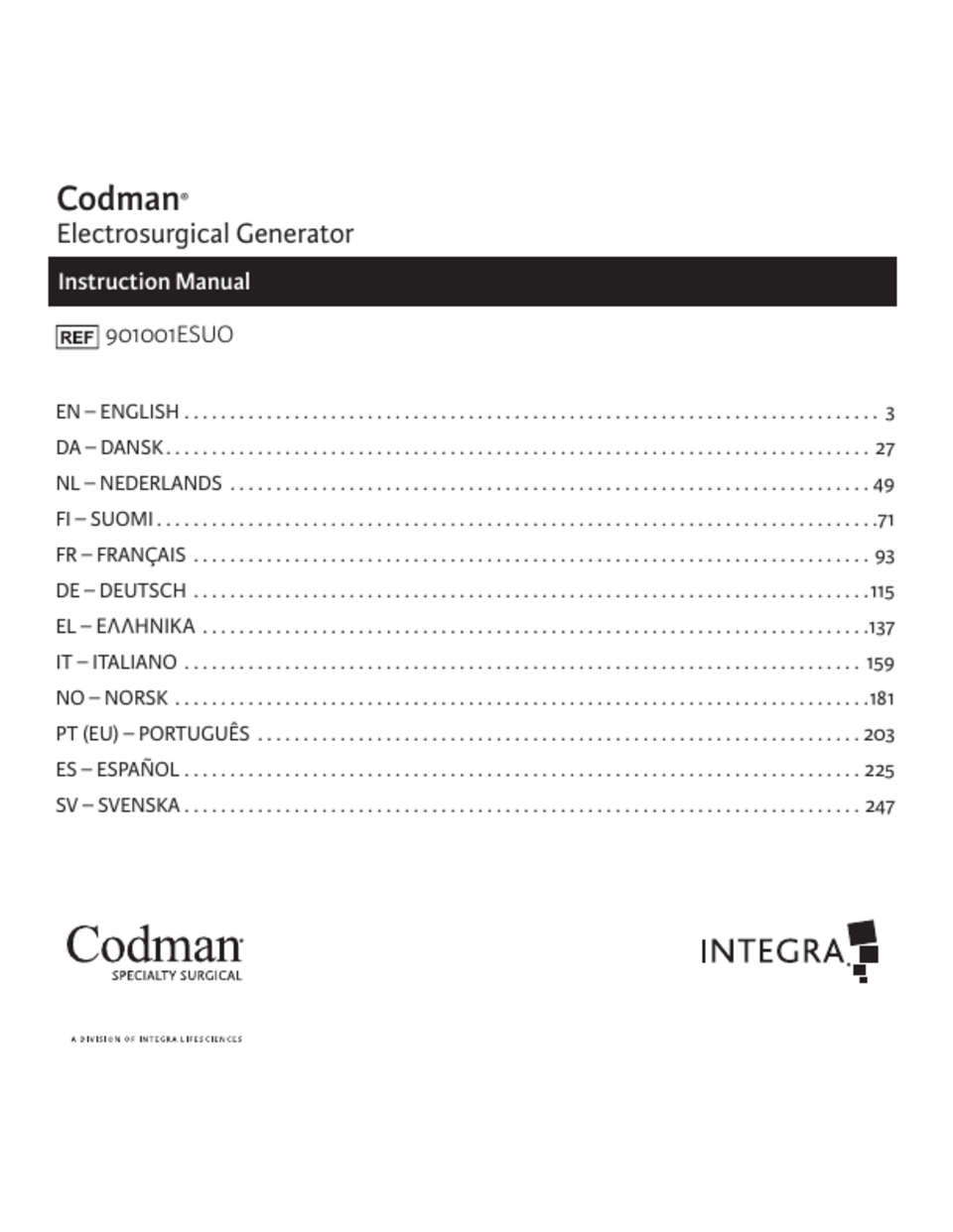 Codman 901001ESUO Instruction Manual Rev F PDF download