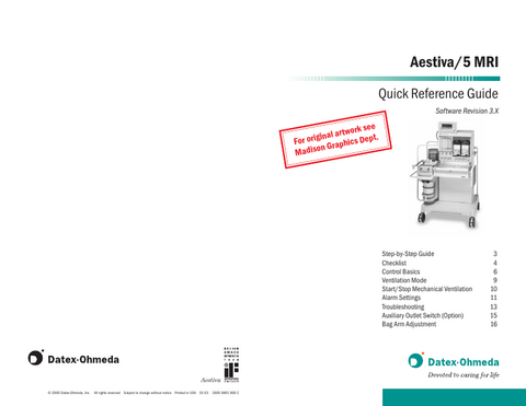 Aestiva 5 MRI Quick Refernce Guide Rev 3.X Oct 2003 PDF download