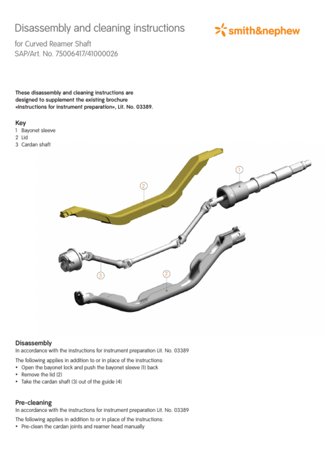 Curved Reamer Shaft Disassembly and Cleaning Instructions PDF download