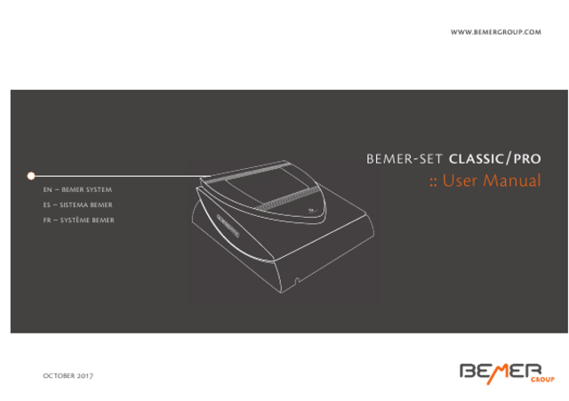 BEMER-SET CLASSICA and PRO User Manual Oct 2017 PDF download