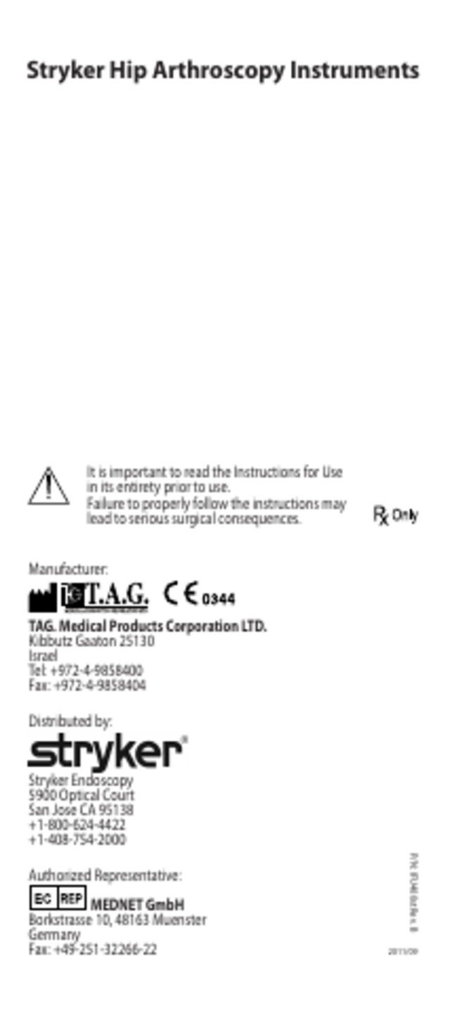 Stryker Hip Arthroscopy Instruments Instruments for Use PDF download