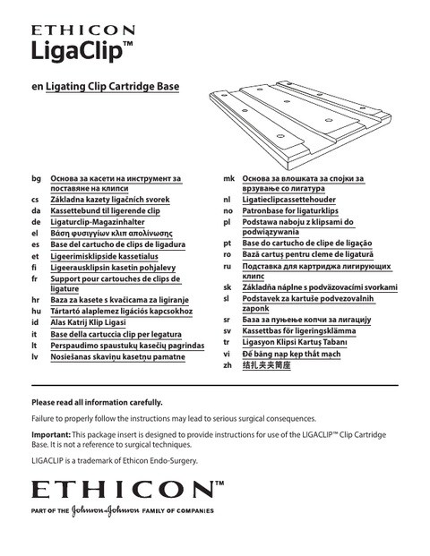 LigaClip Ligating Clip Cartridge Base Reprocessing Instructions PDF ...