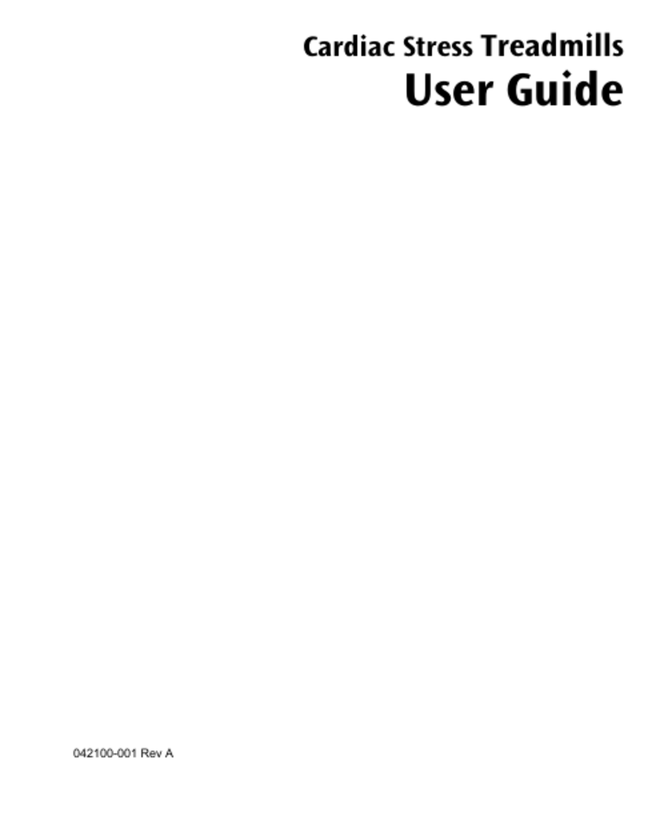 Model ST55, TM55, ST65 and TM65 Cardiac Stress Treadmill User Guide Rev ...