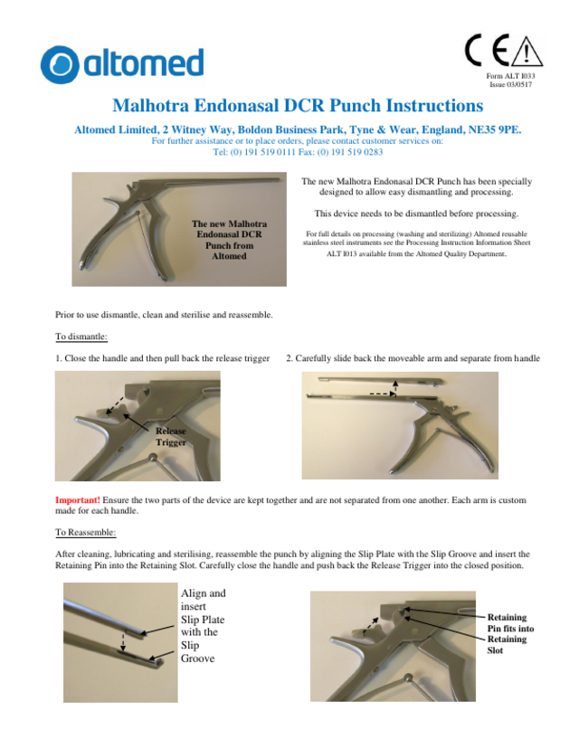 Malhotra Endonasal DCR Punch Instructions PDF download