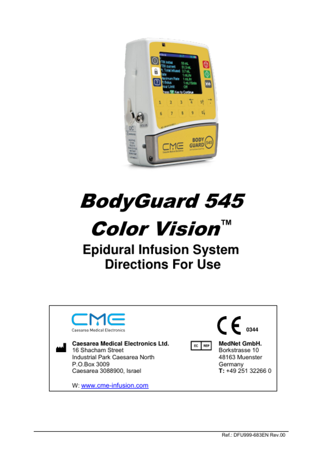 BodyGuard 545 Epidural Infusion System Directions For Use Rev 00 PDF ...