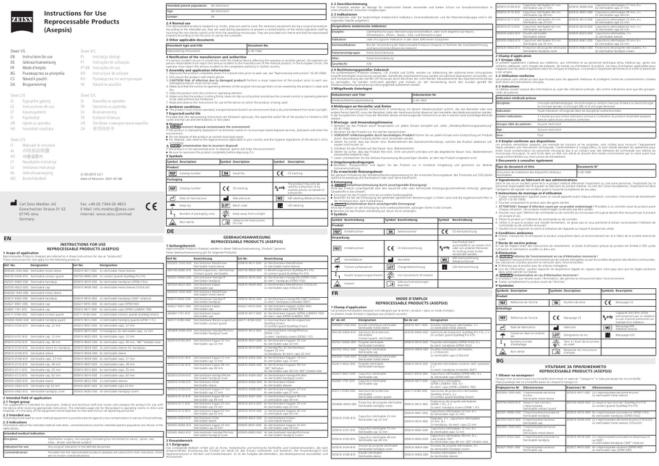 Reprocessable Products (Asepsis) Instructions for Use PDF download