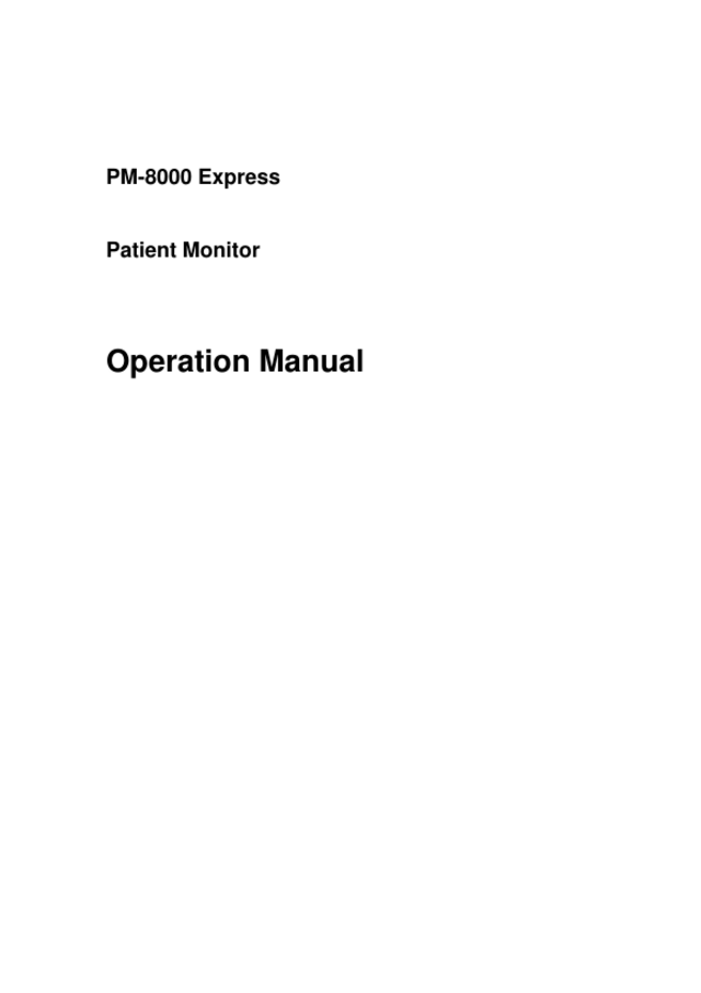 PM-8000 Express Patient Monitor Operation Manual ver 1.0 PDF download
