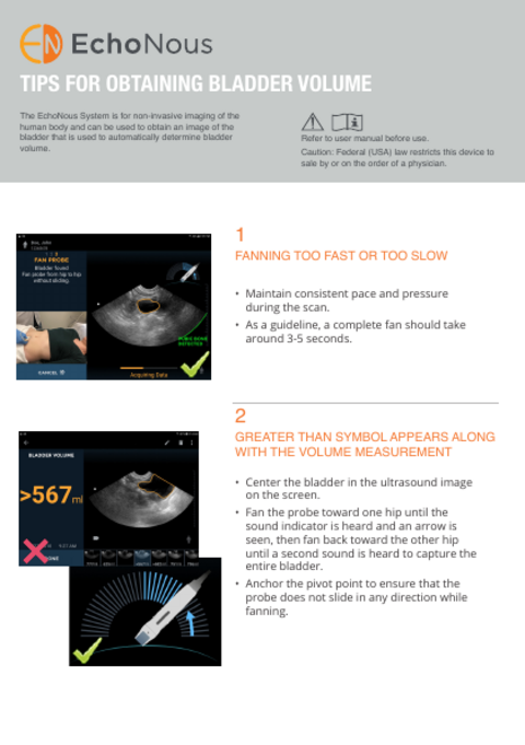 EchoNous Tips for Obtaining Bladder Volume Guide Rev A PDF download