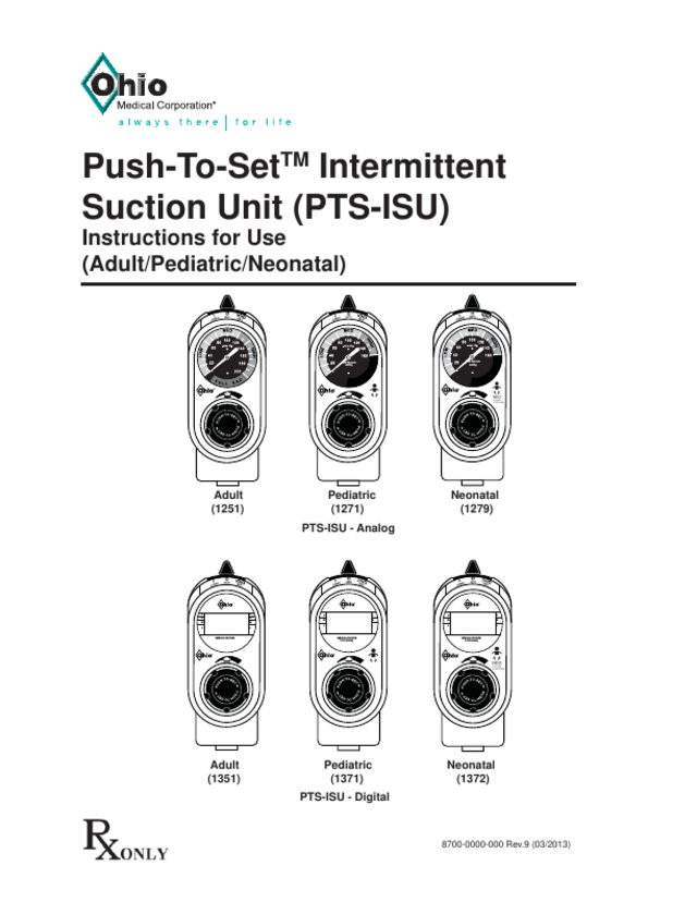 Push-To-Set Intermittent Suction Unit Instructions for Use Rev 9 March ...