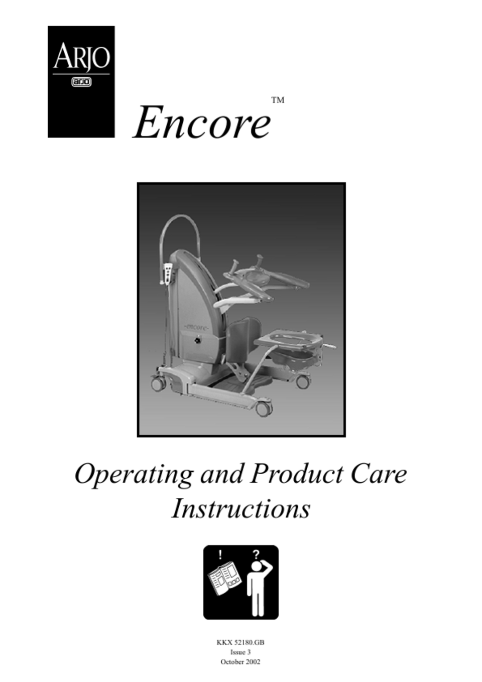 ARJO Encore Operating Instructions Issue 3 Oct 2002 PDF download