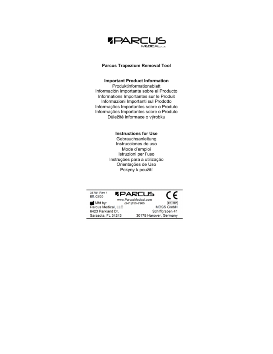 Parcus Trapezium Removal Tool PDF download