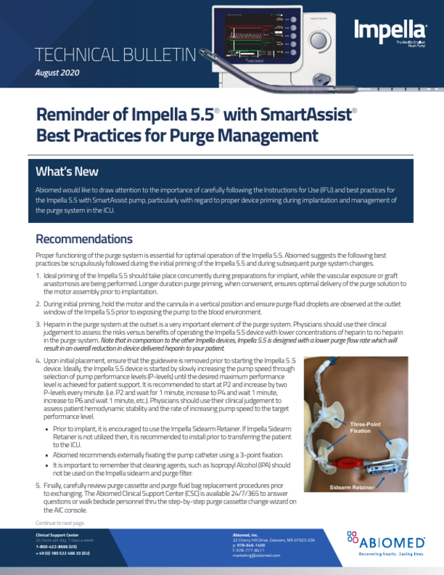 Impella 5.5 Technical Bulletin v3 Aug 2020 PDF download