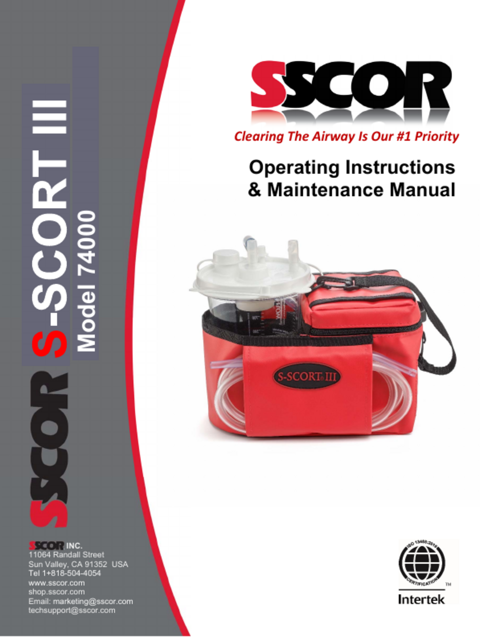 SSCOR S-SCORT III Model 74000 Series Operating Instructions and ...