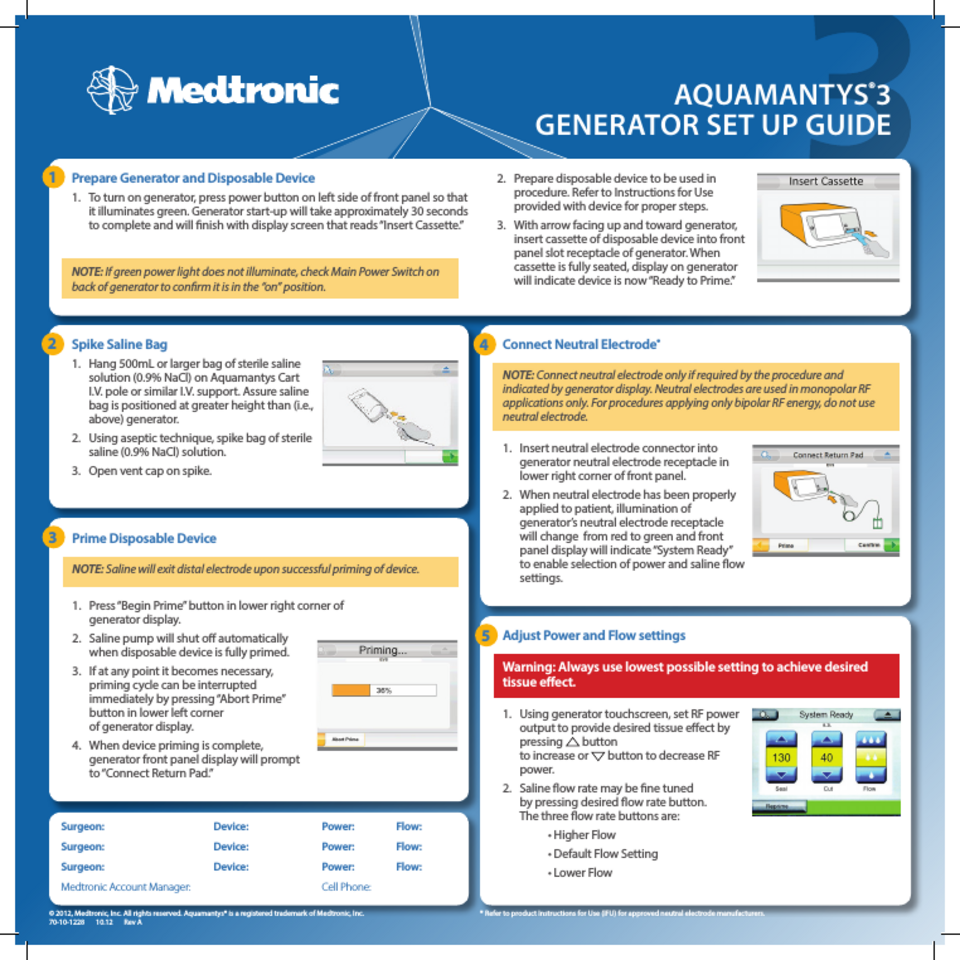 Aquamantys 3 Set Up Guide Rev A PDF download