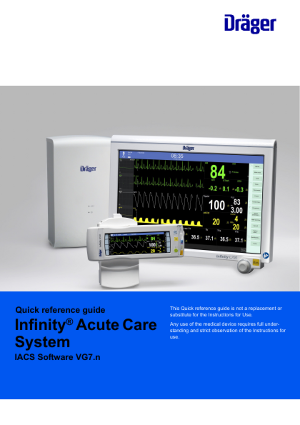 Infinity Acute Care System Quick Reference Guide sw VG7.n PDF download