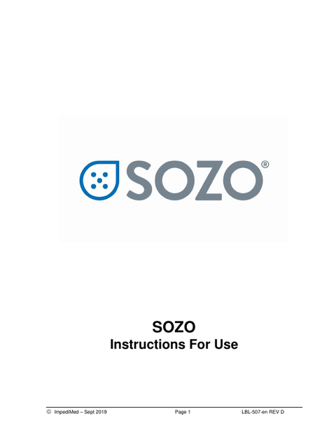 SOZO Instructions for Use Rev D PDF download