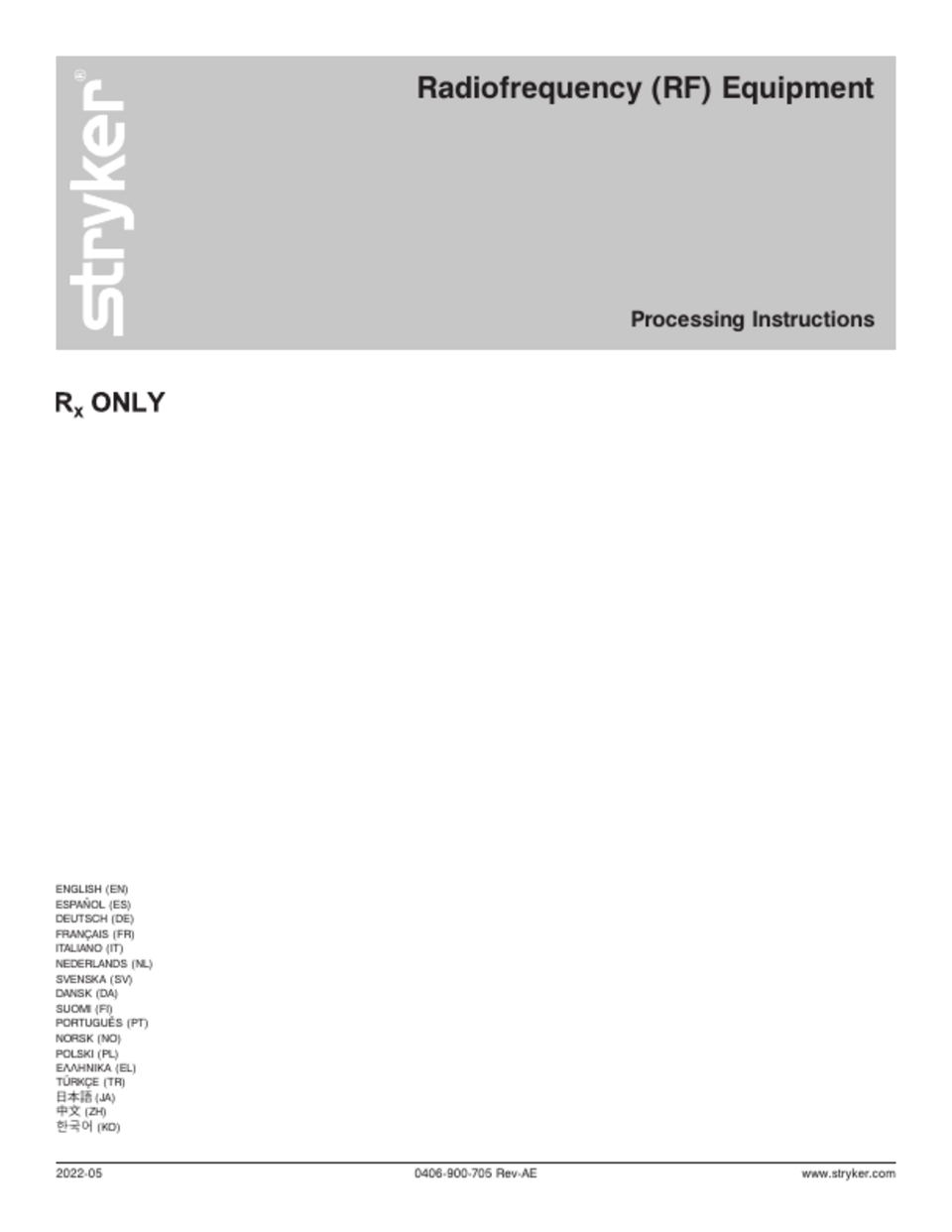 Radiofrequency (RF) Equipment Processing Instructions PDF download