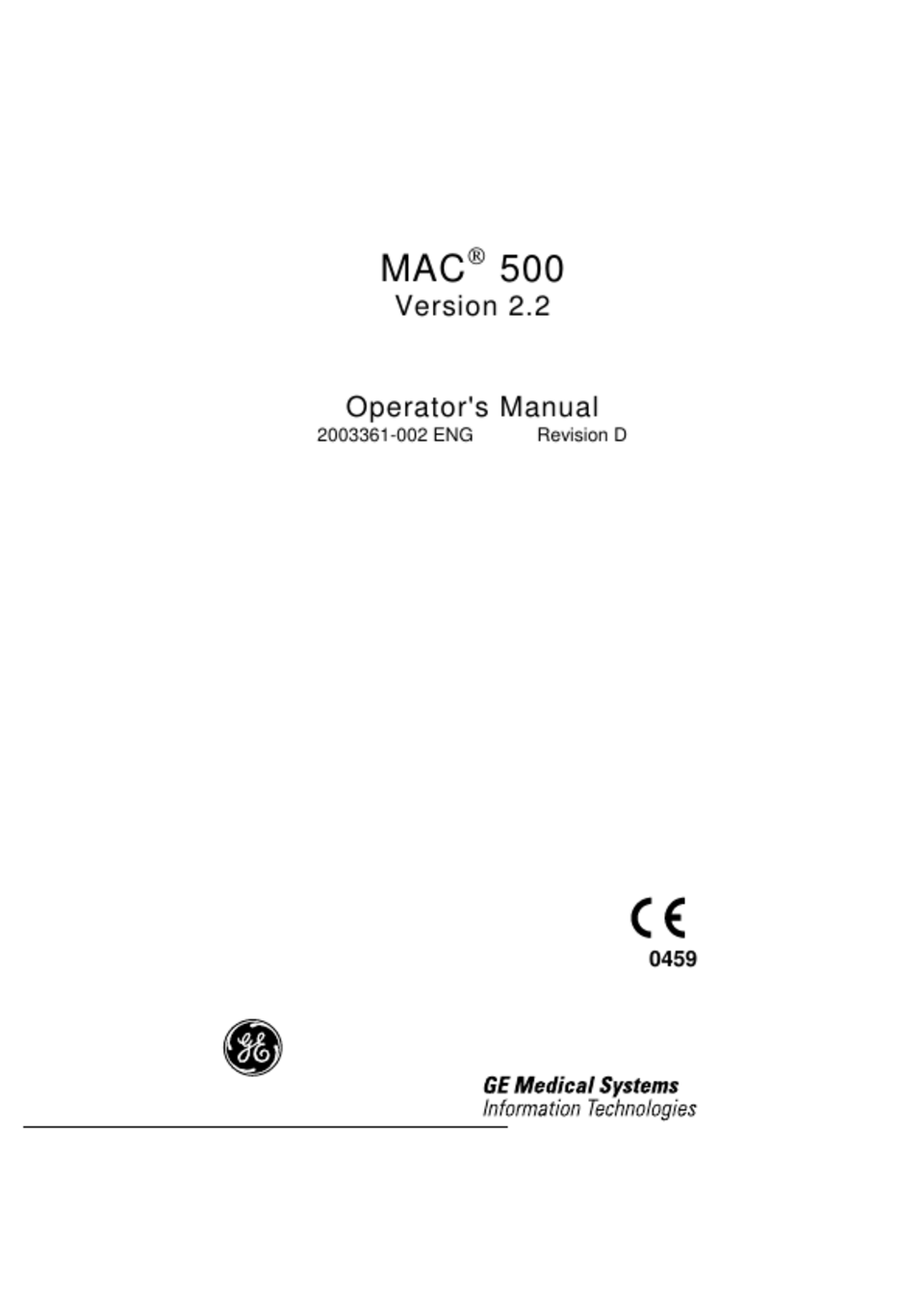 MAC 500 Operators Manual PDF download