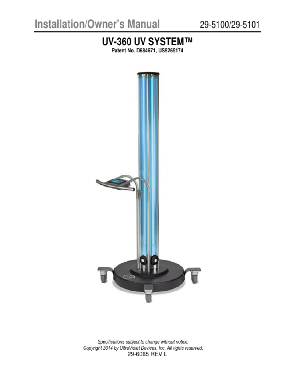 UV-360 UV System Installation and Owners Manual Rev L PDF download