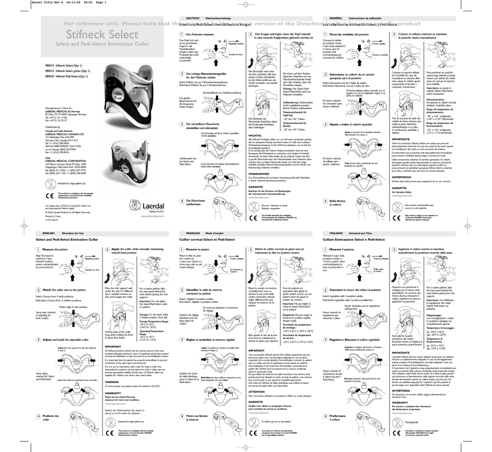 Stifneck Select Directions for Use Rev B PDF download