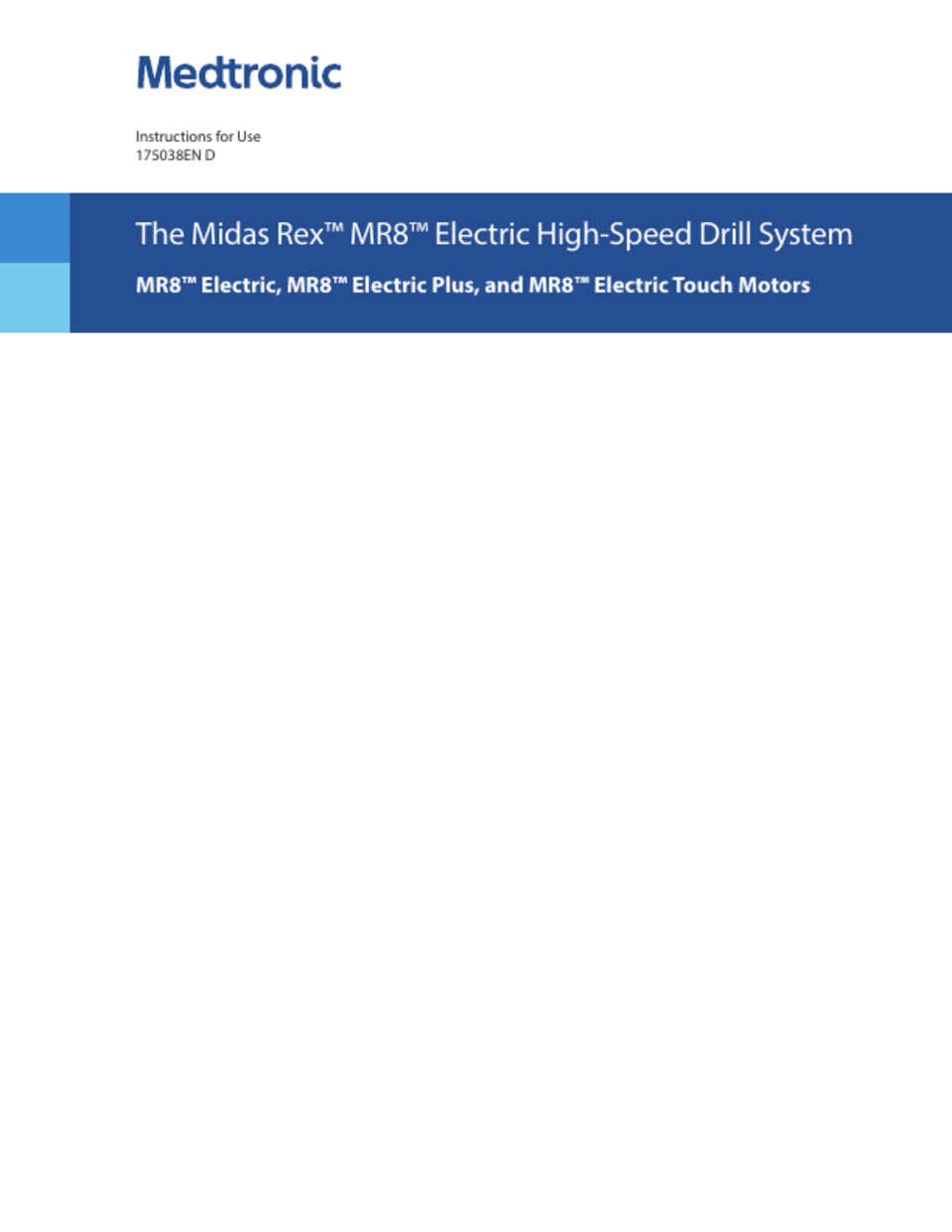 The Midas Rex Legend MR8 Electric High-Speed Drill System Instructions ...