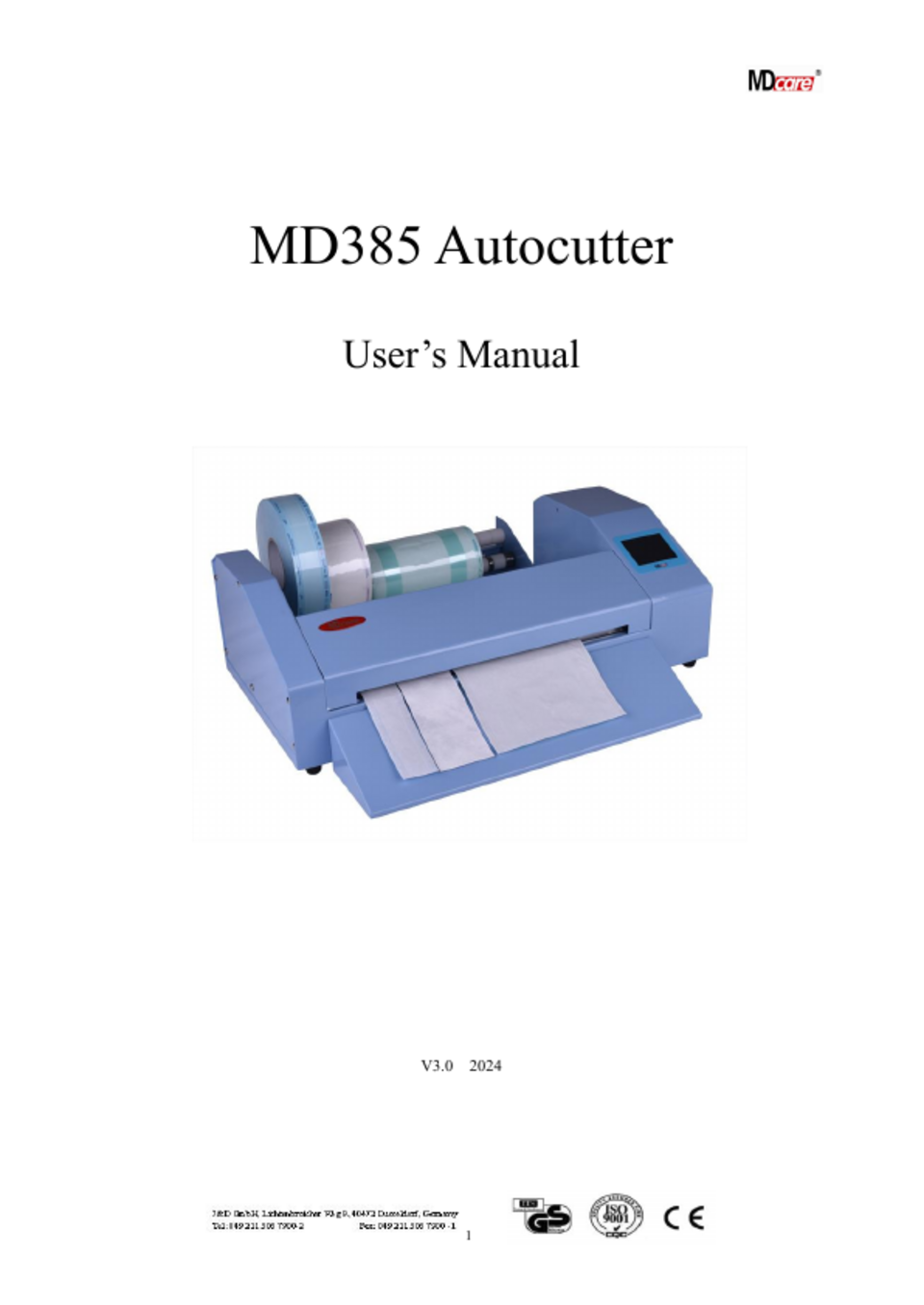 MD385 Autocutter Users Manual V3.0 PDF download
