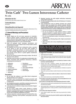 Twin-Cath® Two-Lumen Intravenous Catheter PDF download