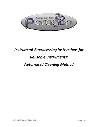 Instrument Reprocessing Instructions for Reusable Instruments ...