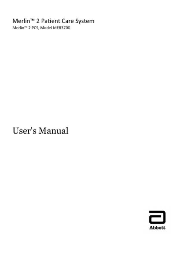 Merlin 2 Patient Care System Model MER3700 Users Manual August 2021 PDF ...