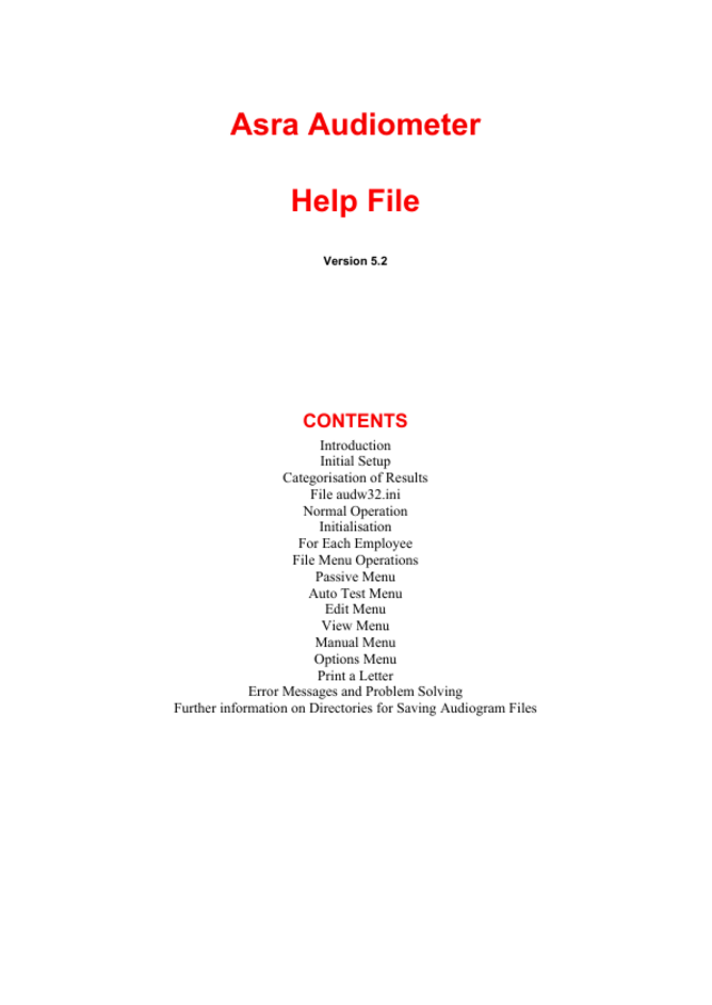 Asra Audiometer Help File ver 5.2 PDF download