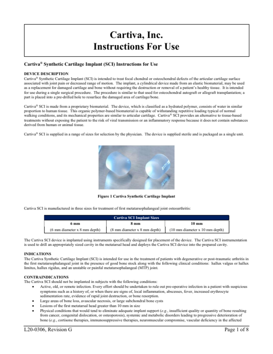 Cartiva SCI Non-sterile Instrumentation Instructions for Use PDF download