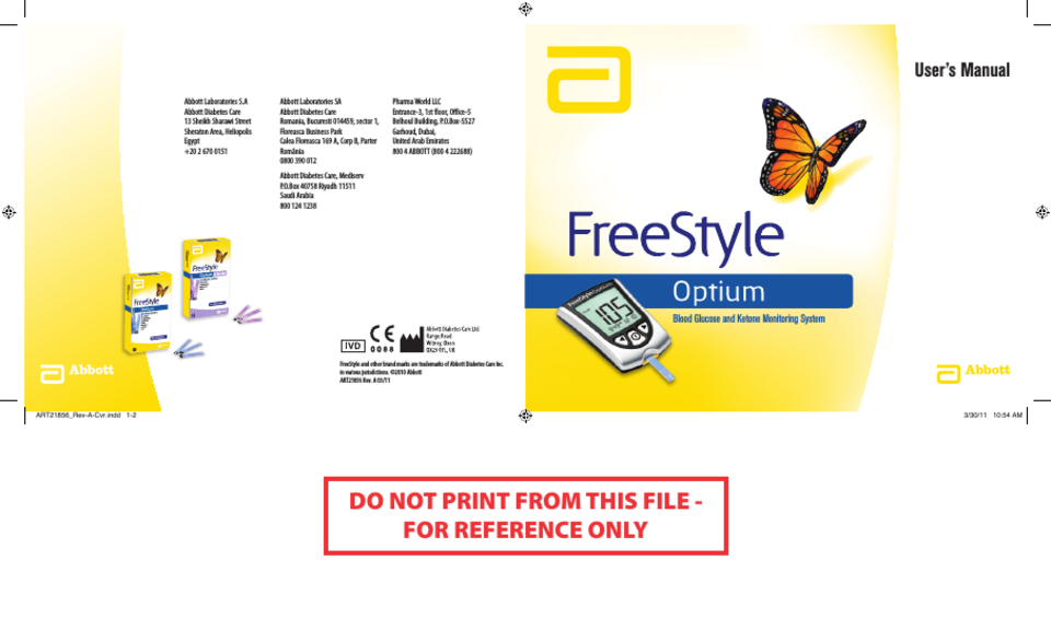 Optium FreeStyle Users Manual Rev A March 2011 PDF download