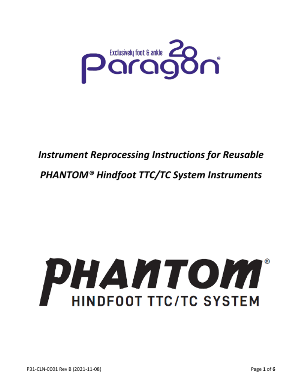 Instrument Reprocessing Instructions for Reusable Instruments PHANTOM ...