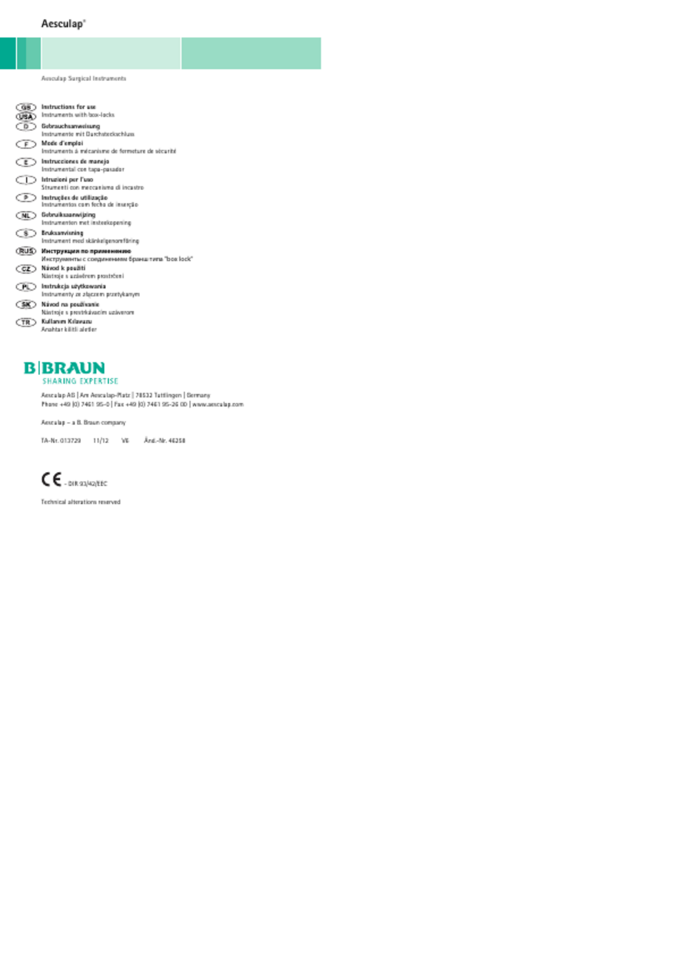 Instruments with Box-Locks Instructions for Use PDF download