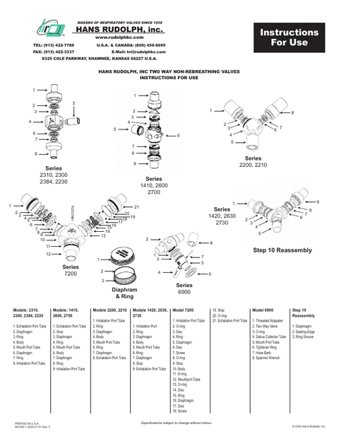 Two Way Non-Rebreathing Valves Instructions for Use PDF download