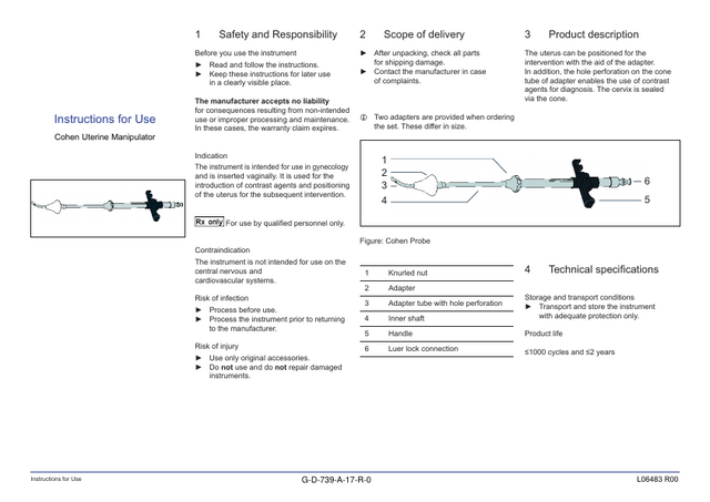 COHEN UTERINE MANIPULATOR, IFU PDF download