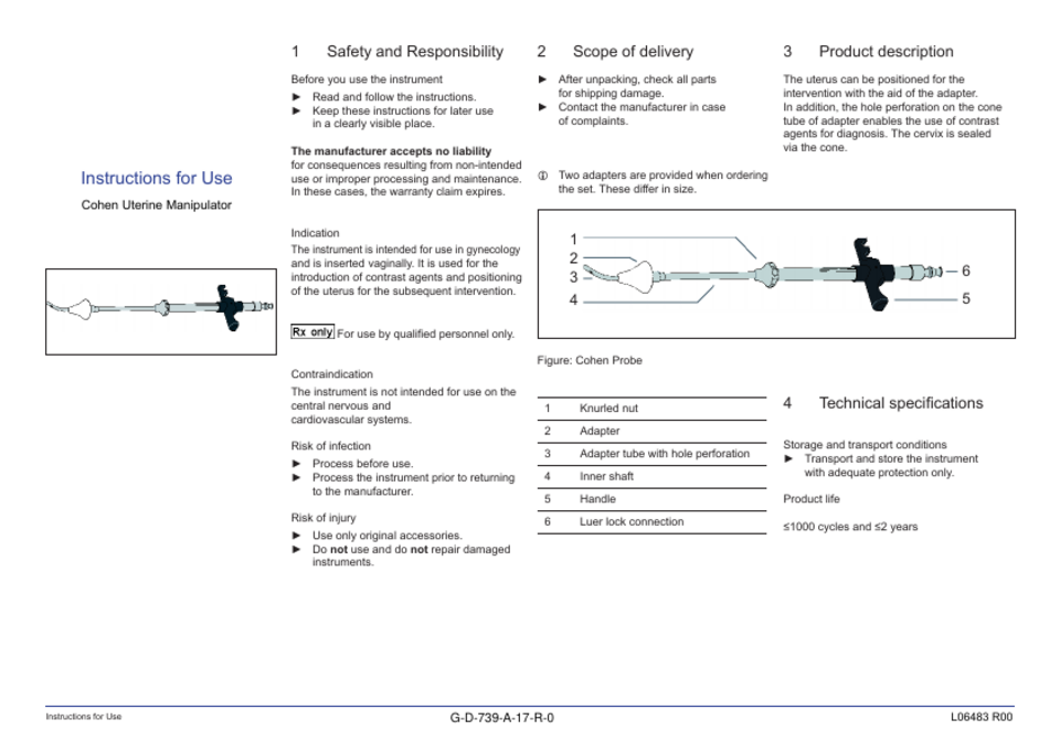 COHEN UTERINE MANIPULATOR, IFU PDF download