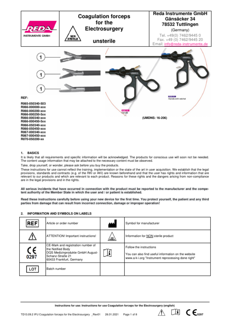Coagulation forceps for the Electrosurgery Instructions PDF download