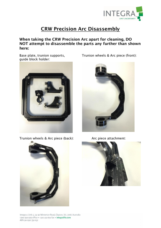 CRW Precision Arc Stereotactic System Disassembly Guide PDF download