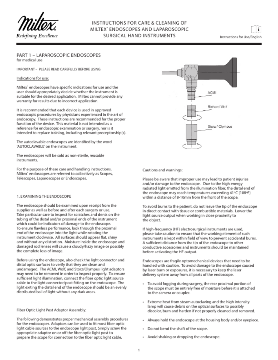 Integra Miltex Endoscopes and Laparoscopic Surgical Hand Instruments ...