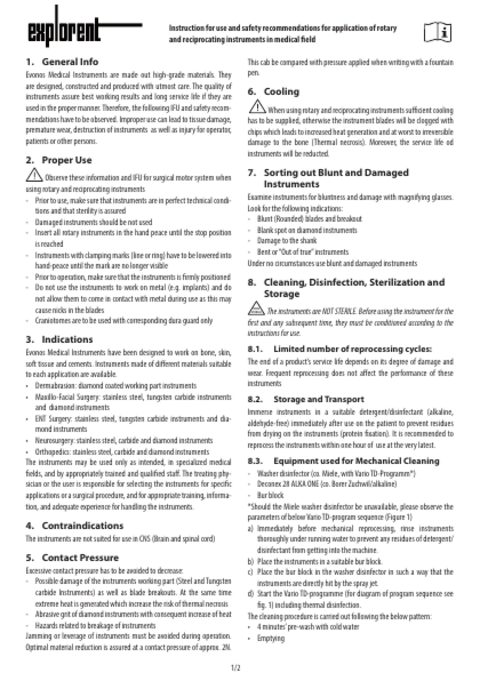 Explorent Instruction for use and safety recommendations for ...