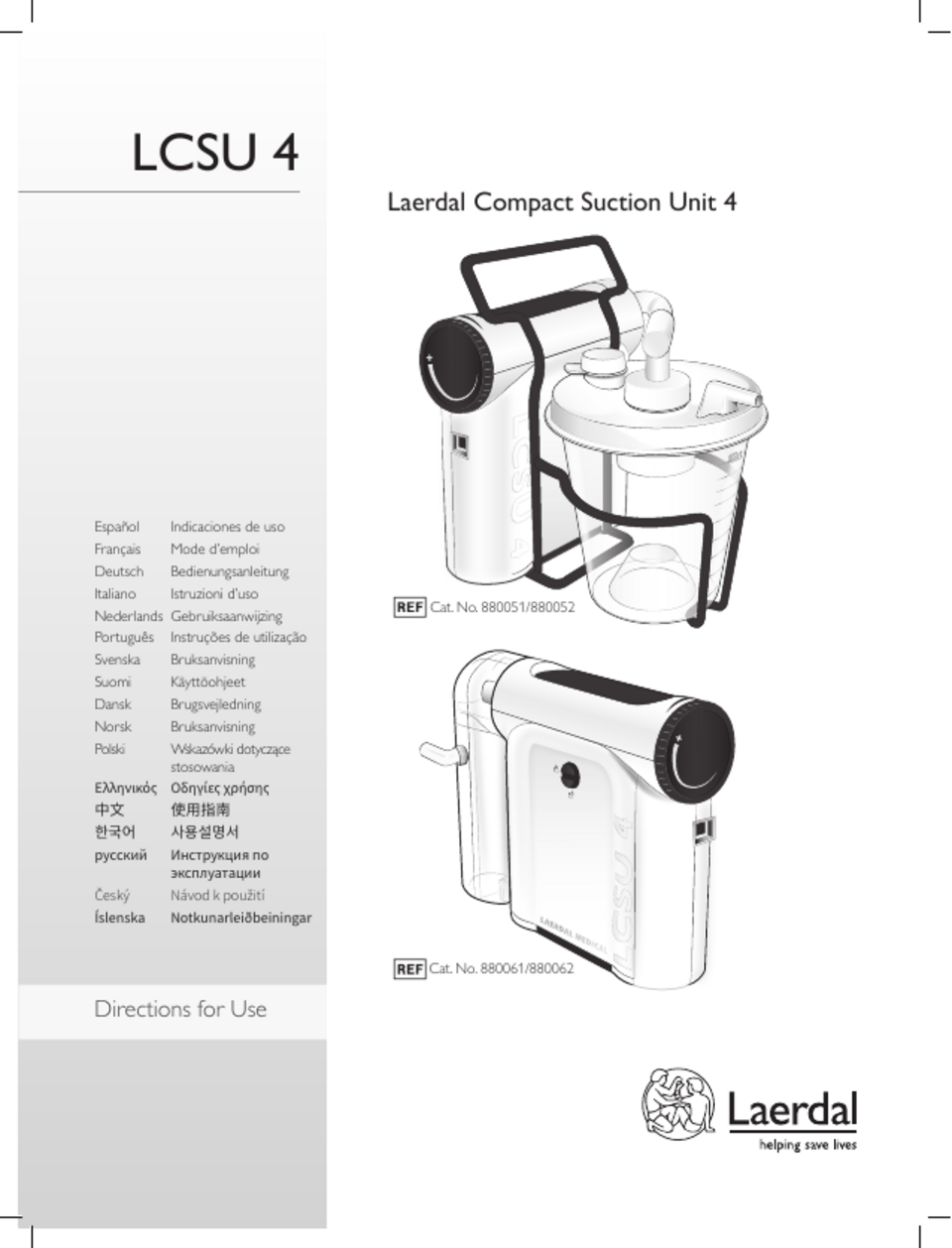 Laerdal Compact Suction Unit 4 (LCSU 4) Directions for Use PDF download