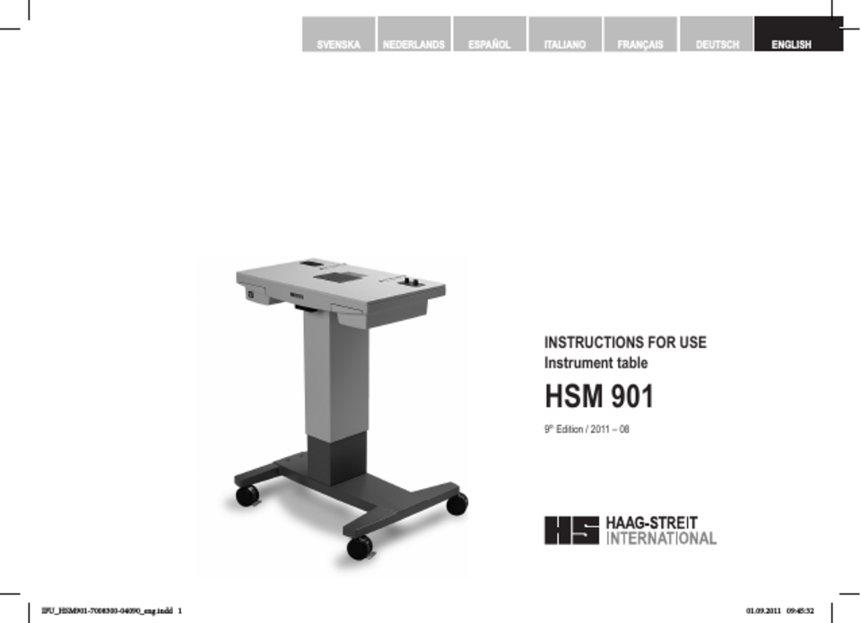 HSM 901 Instrument Table Instructions for Use 9th Edition Oct 2011 PDF ...