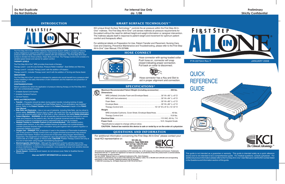 First Step All in ONE Quick Reference Guide Rev F Jan 2008 PDF download
