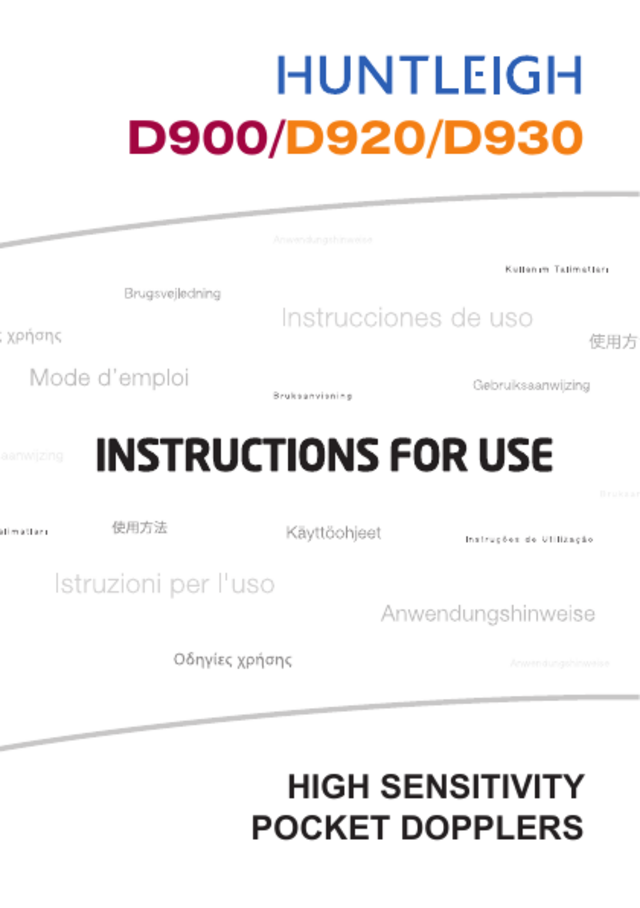 High Sensitivity Pocket Dopplers Instructions for Use PDF download