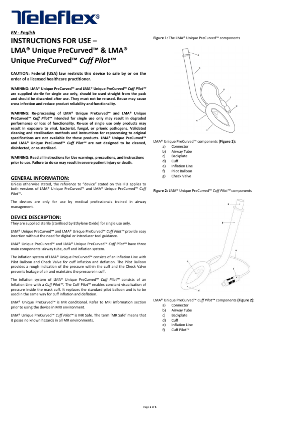 LMA Unique PreCurved & LMA Unique PreCurved Cuff Pilot PDF download