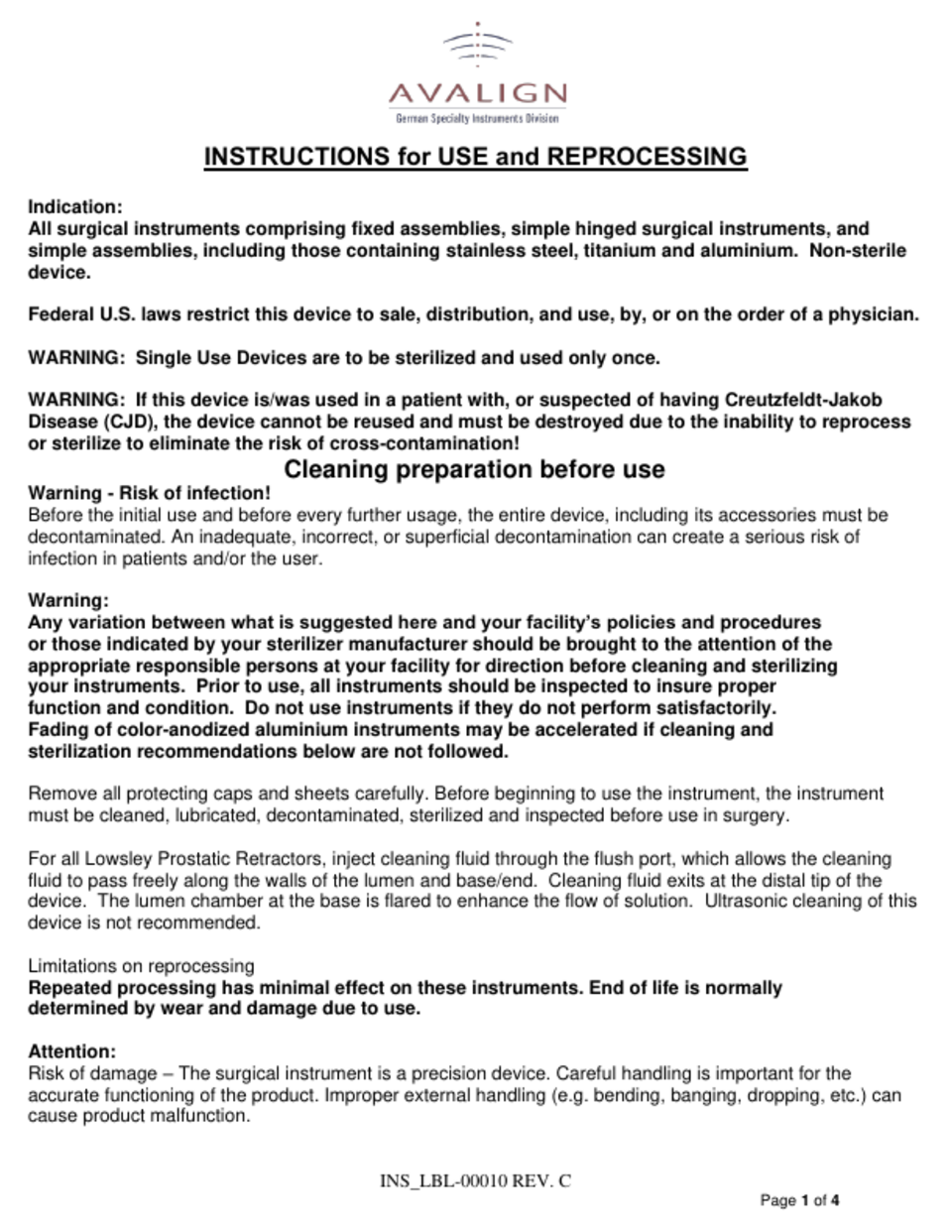 AVALIGN Surgical Instruments Instructions for Use and Reprocessing PDF ...
